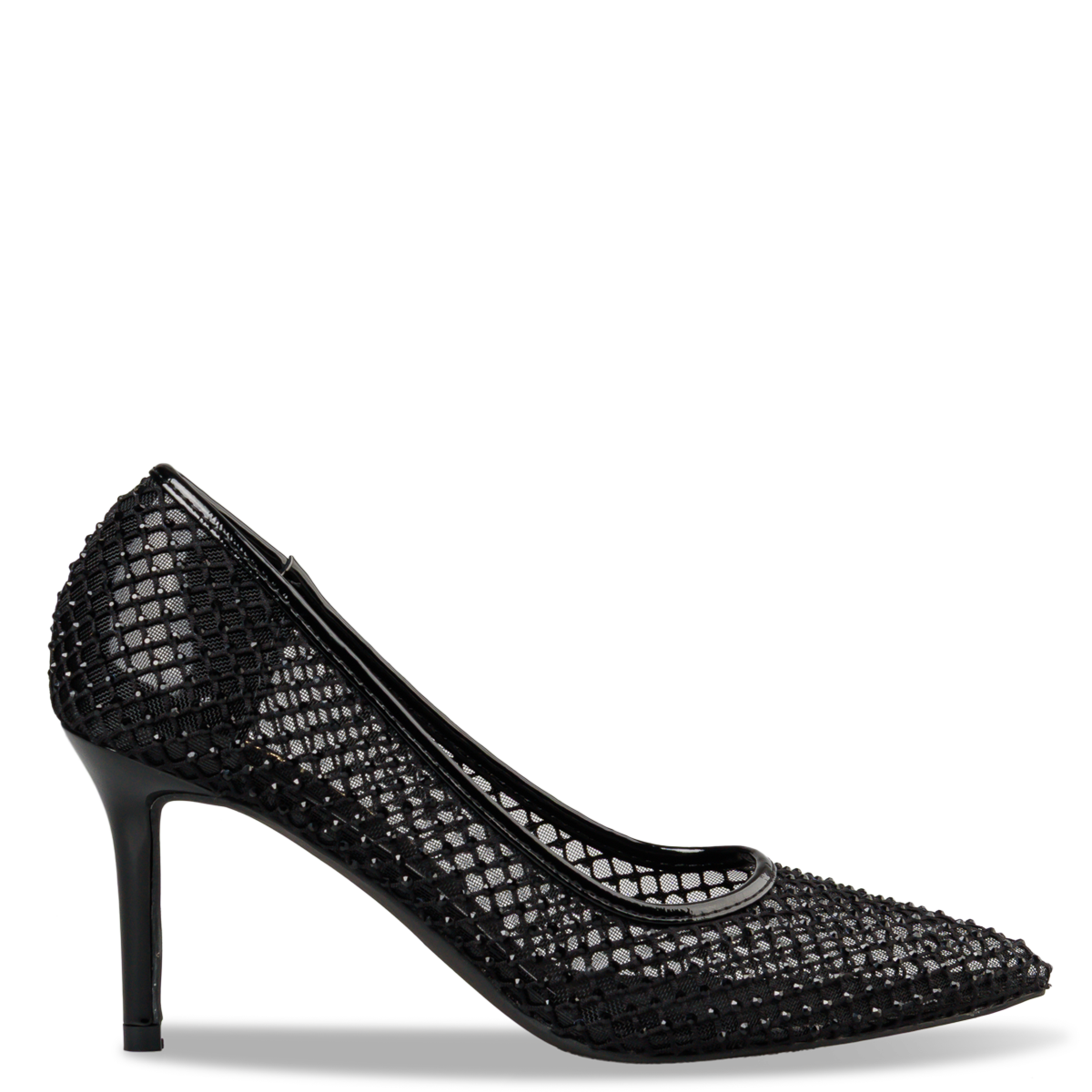 EMBELLISHED FISHNET PUMPS - Συνθετικό Δέρμα - ΜΑΥΡΟ - Γόβες | EnvieShoes