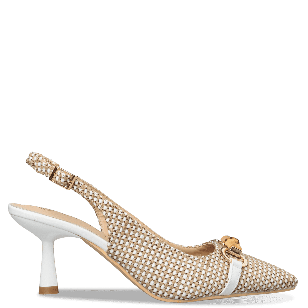 SLINGBACK PUMPS - Συνθετικό Δέρμα - Raffia-Effect - ΛΕΥΚΟ - Γόβες ...