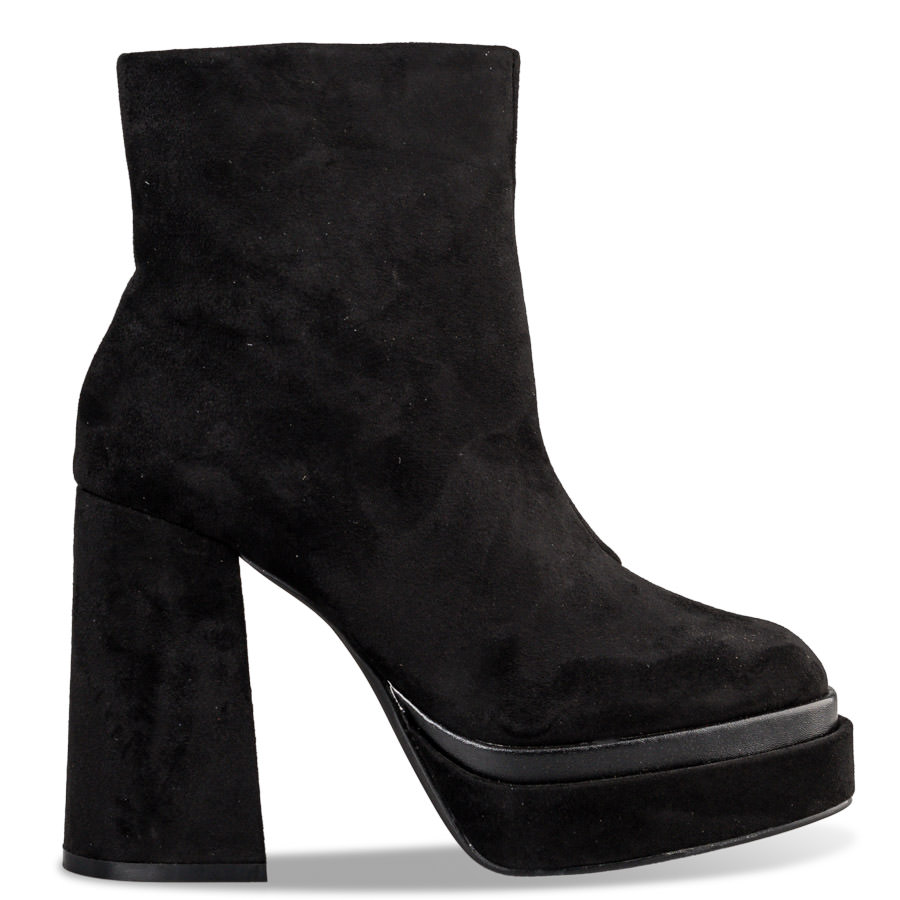 PLATFORM HEEL BOOTIES - Συνθετικό Δέρμα - ΜΑΥΡΟ - Μποτάκια | EnvieShoes
